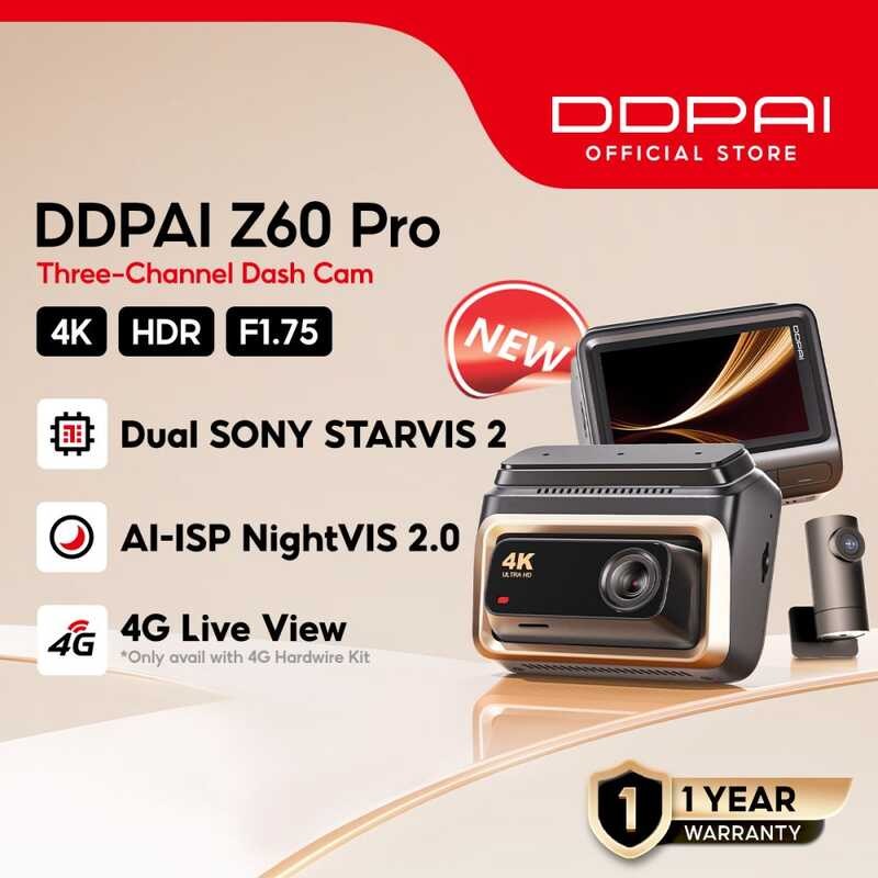 DDPAI Z60 Pro 4K UHD Dual Sony STARVIS 2 HDR Super Capacitor Dash Cam ...