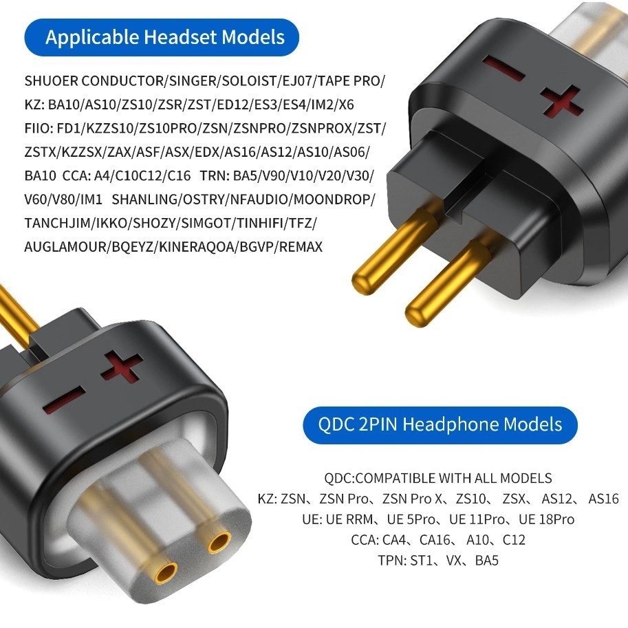 2pcs QDC Female 0.78 2 Pin Male Earphone Adapter to Earphones Earsets ...