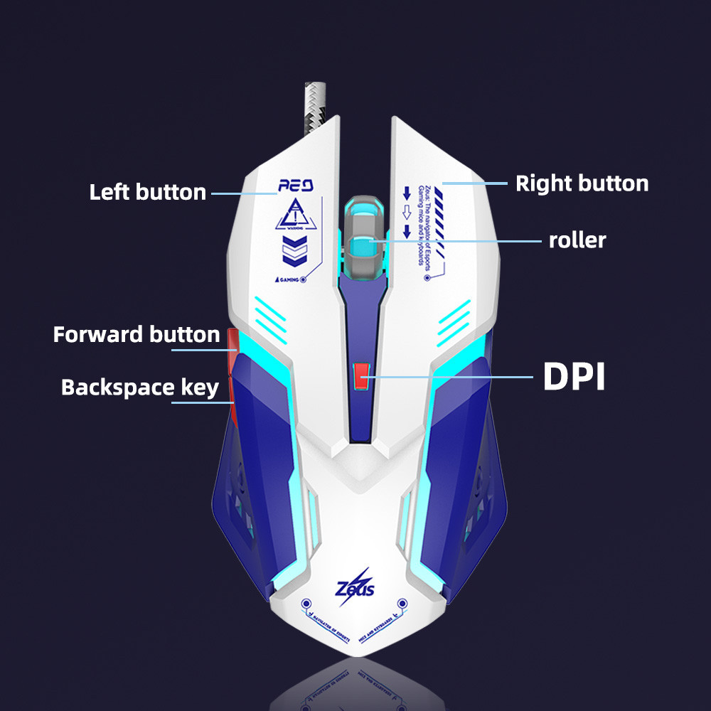 Zeus M-99 Mecha Style Gaming Mouse USB Wired Mechanical Feel Like Led ...