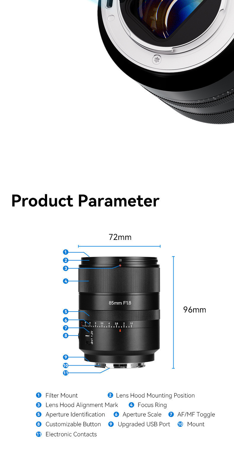 7artisans 85mm F1.8 Auto Focus STM Full Frame Large Aperture Prime Lens ...