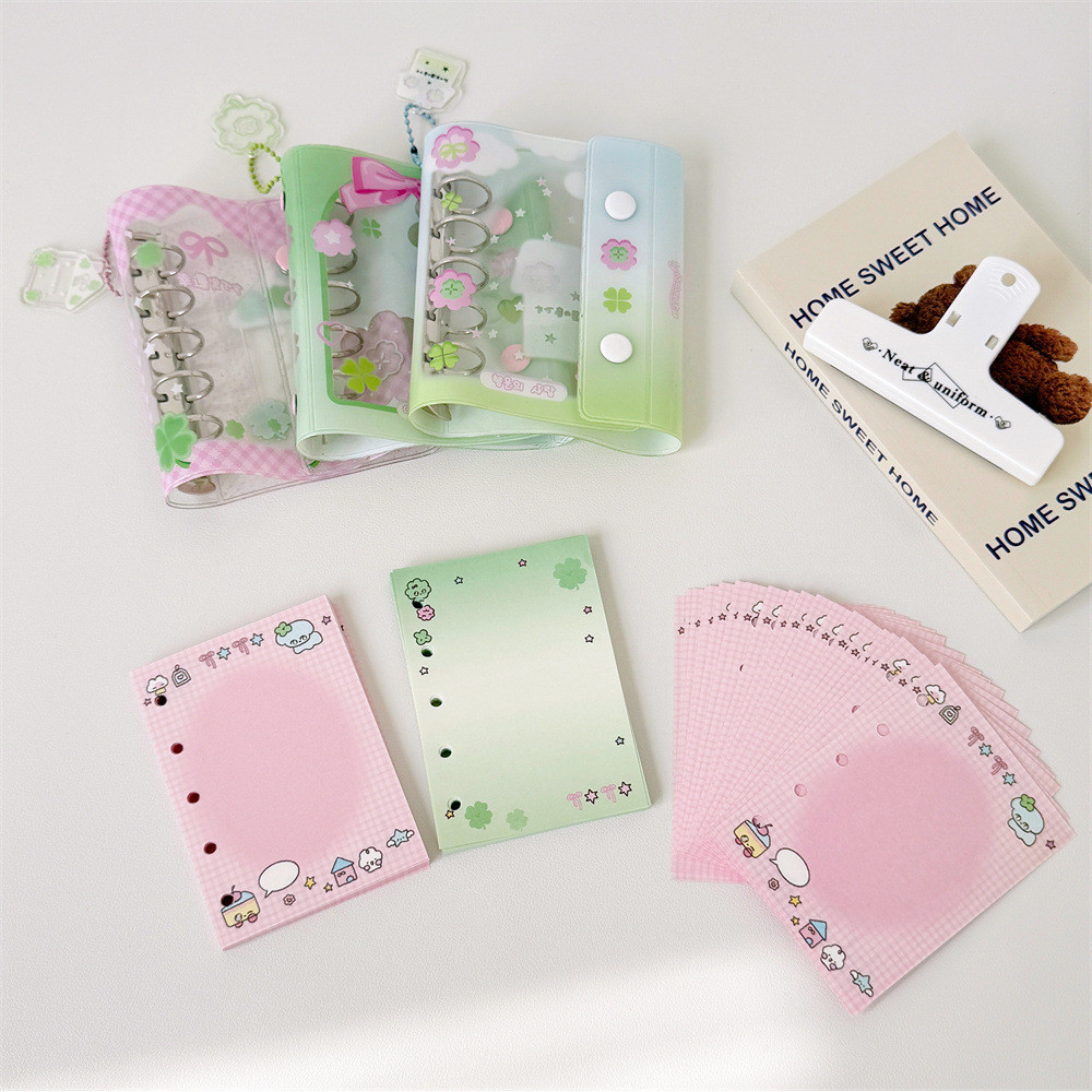M5 Four-leaf Clover Cartoon Loose-leaf Notebook Girl Transparent ...