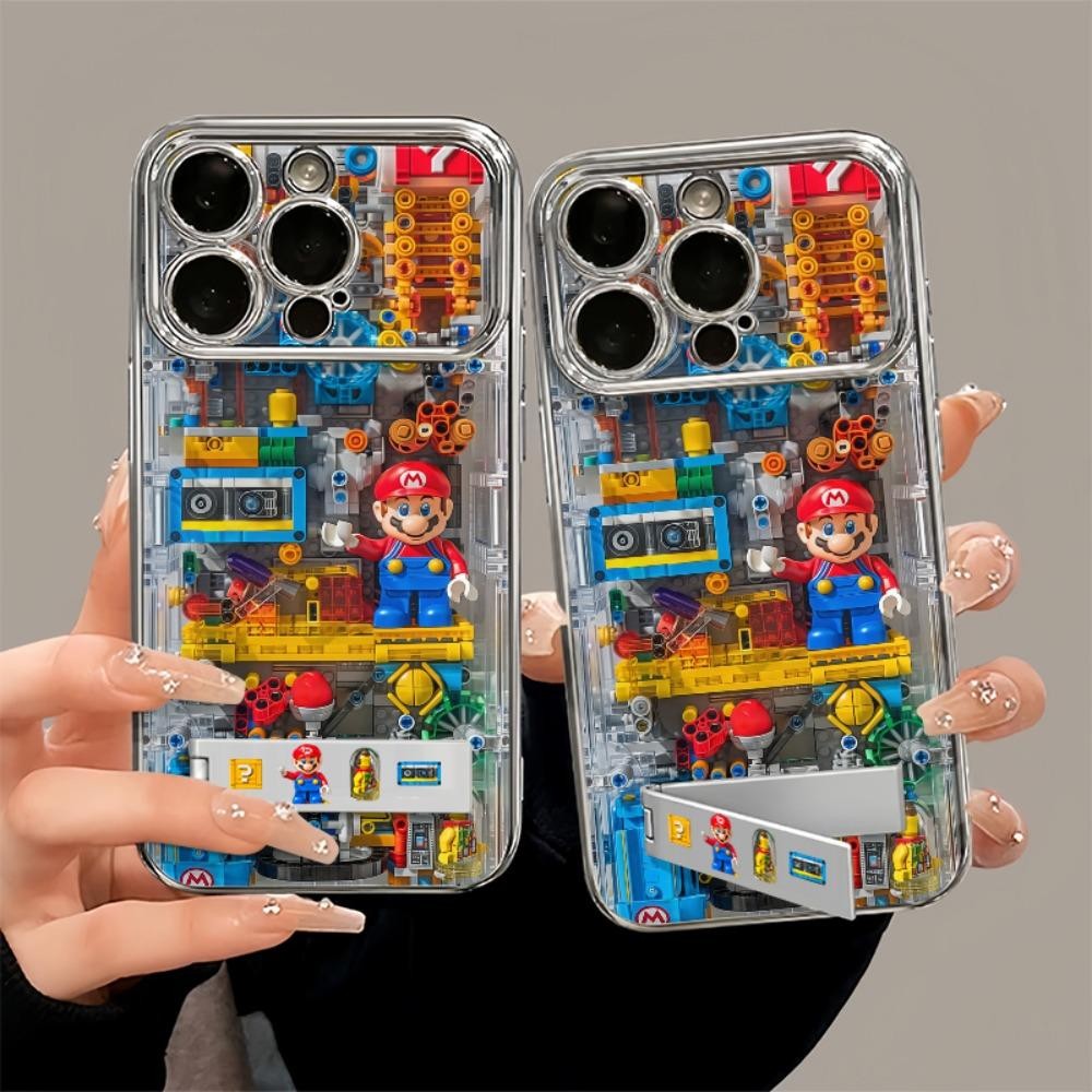 Cute Mario Phone Case + Holer for iPhone 11 16 15 14 13 12 Pro Xs Max ...