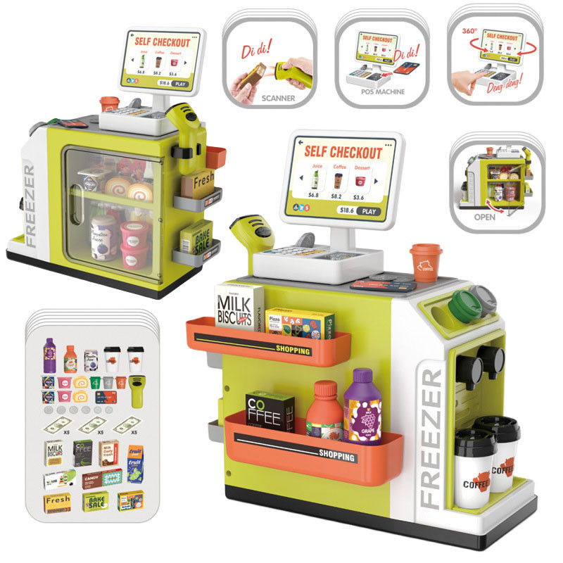 YQ Cashier Toy for Girl Pretend Cash Register Toy Big Supermarket Set ...
