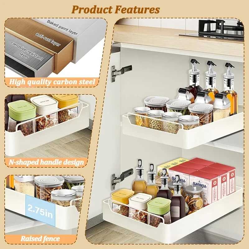 Box 808 Na May Sliding Rail Pull-Out Cabinet Storage Rack Spice Pantry ...