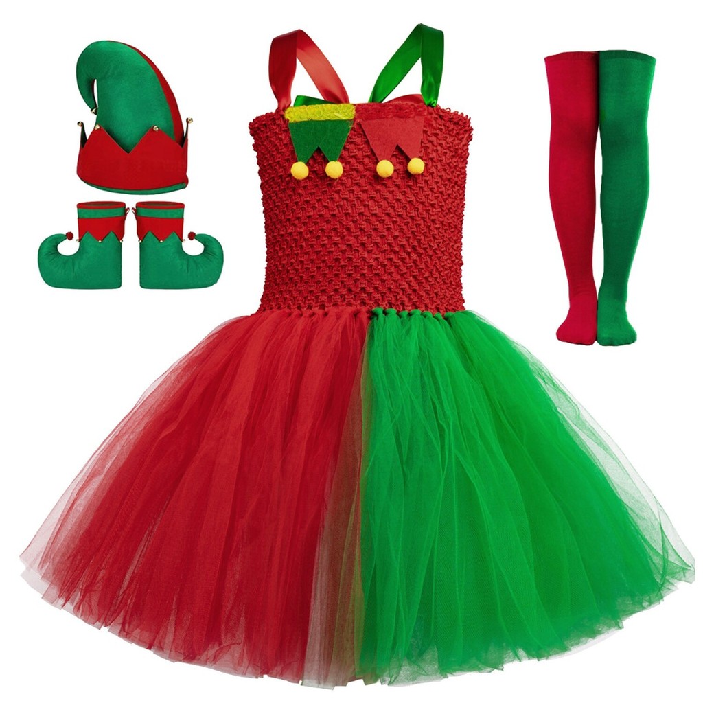 ∝∞ ♀ Toddler Girl Christmas Sleeveless Costume Mesh Tutu Cosplay ...
