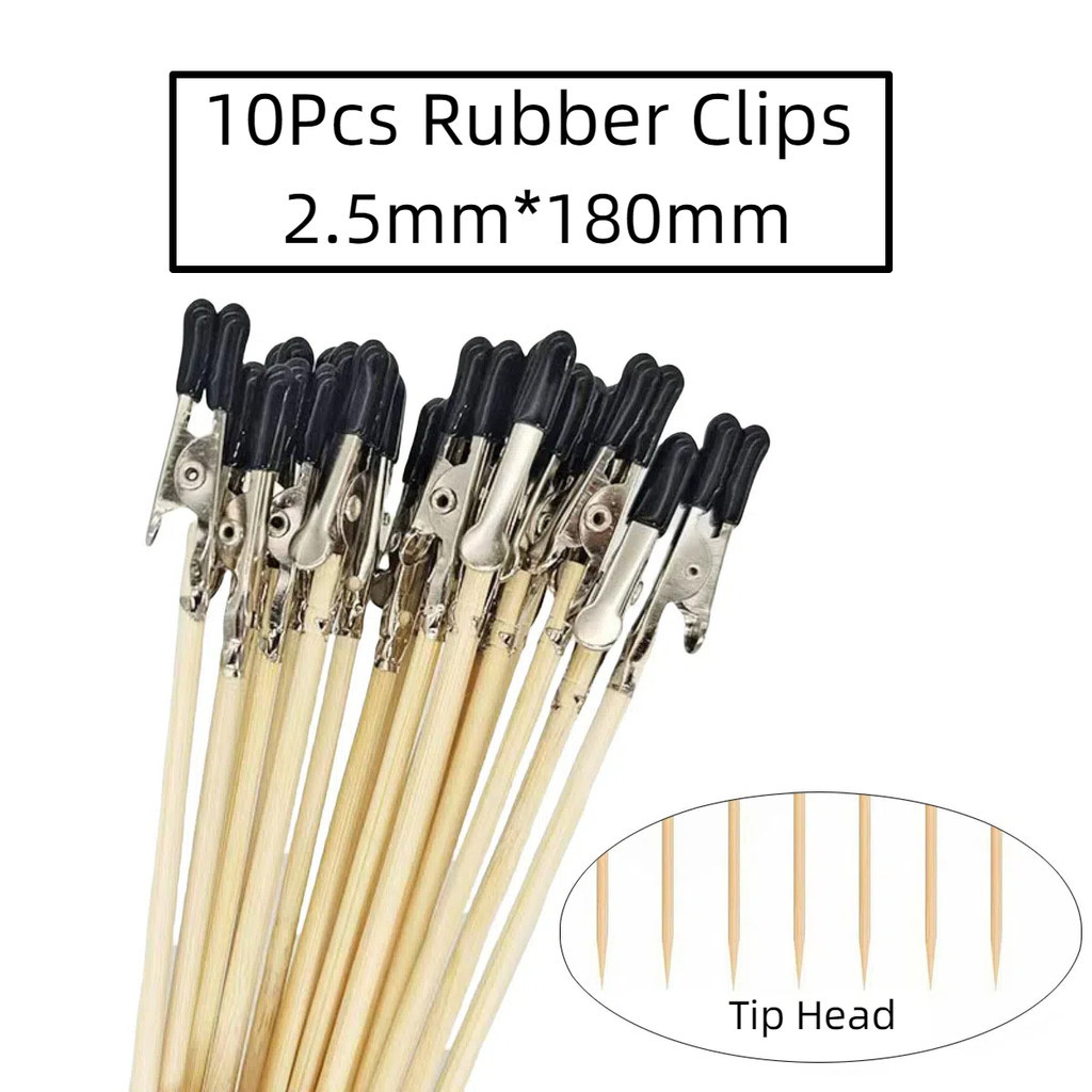 10Pcs Wood Alligator Clip Flat Tip for Standing Base Metal Rubber Soft ...