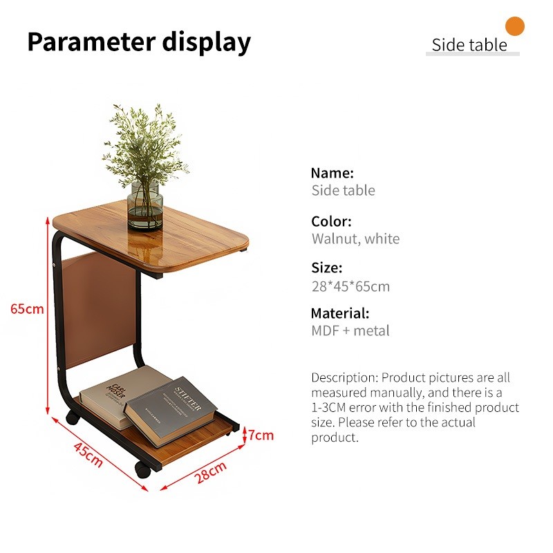 ♞COD Nordic Computer Table Bedside Table Movable Side Table With Wheels Creative Laptop Table ...