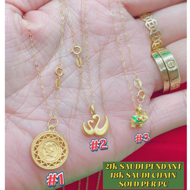 PAWNABLE SAUDI GOLD NECKLACE 21k PENDANT 18k CHAIN | Shopee Philippines