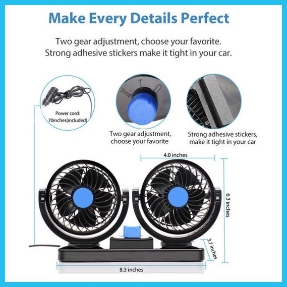 COD Cooling Vehicle Fan Double Headed Car Fan w/strong power | Shopee ...