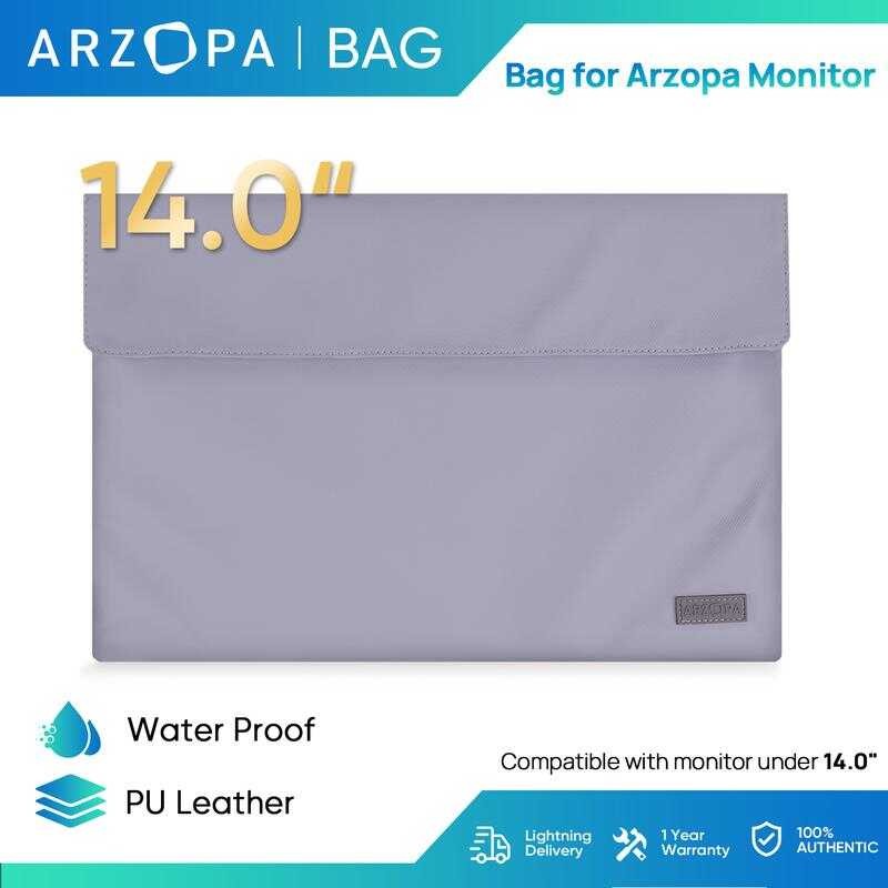ARZOPA 14.0" Monitor Bag, Water Proof PU Leather Case For Travel Laptop ...