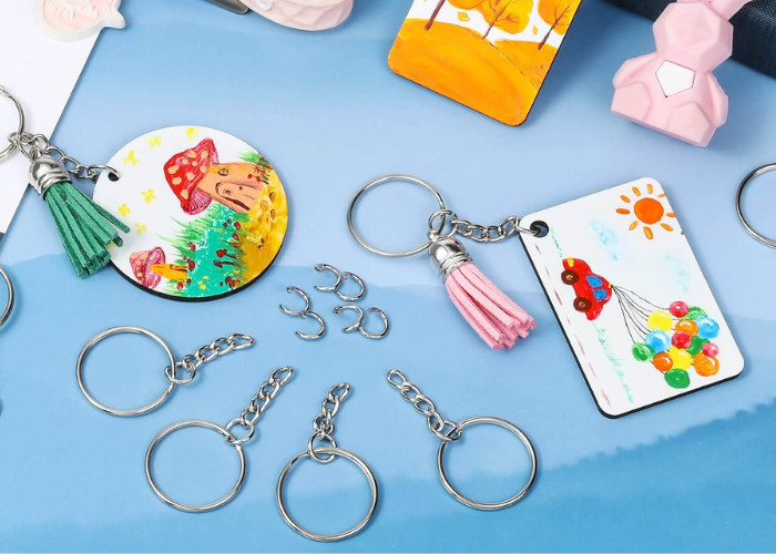 ROUND SPLIT KEY Ring with Chain and Open Jump,30MM Split Round Keychain ...