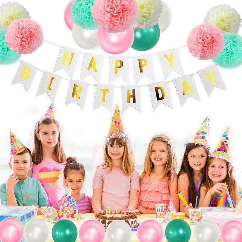 51Pcs/set Birthday Set Party Supplies Happy Birthday Garland Paper ...