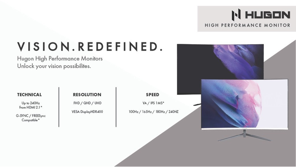 HUGON 24" 100Hz FHD 2ms IPS FLAT G-Sync Gaming Monitor (FF240B ELITE ...