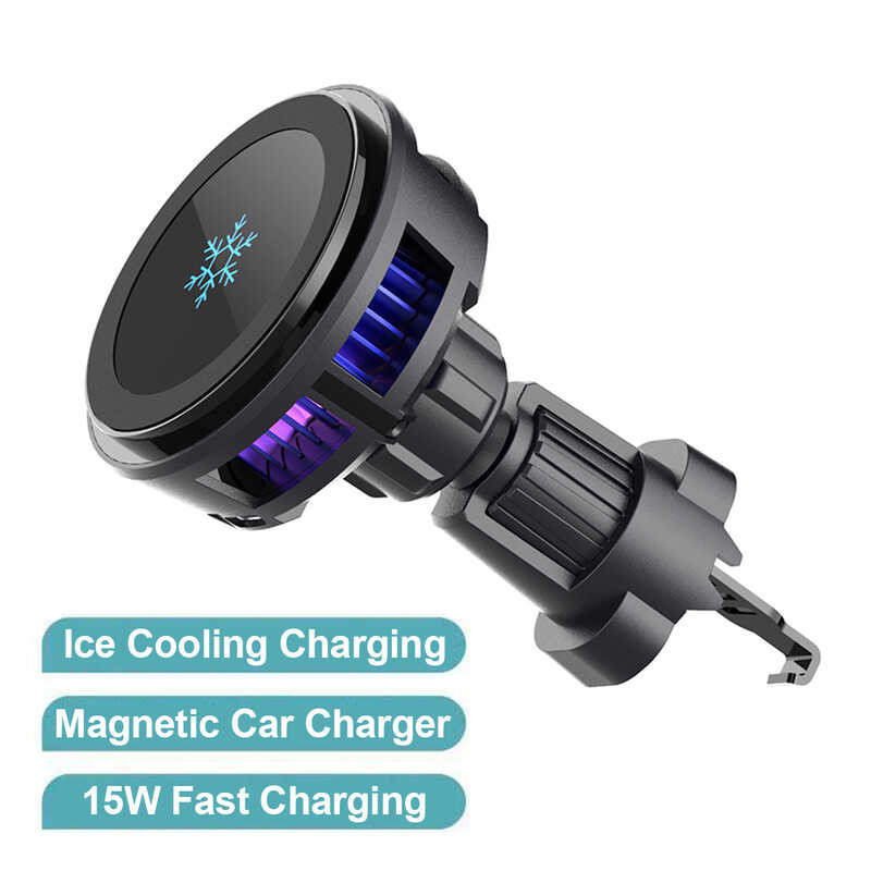 Magnetic Ice Cooling Wireless Mag-Safe Car Air Vent Charger Phone ...