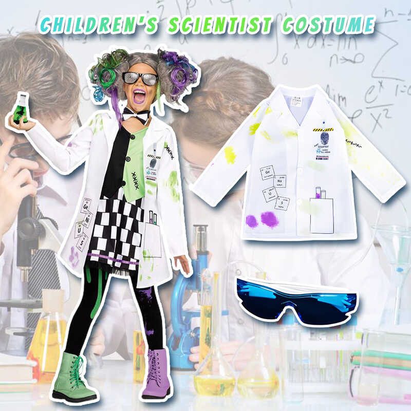 Boy Halloween Crazy Scientist Labgown Career Costume Cosplay Suit with ...