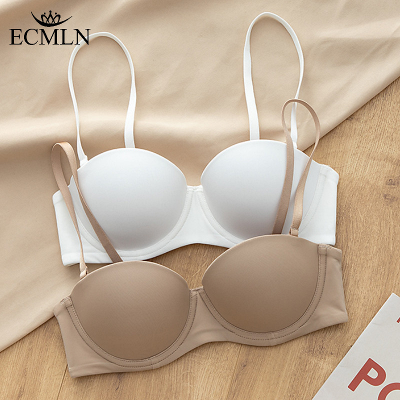 ECMLN Seamless Push Up Bra for Women Underwire Steel Ring Round Cup Quality Girls Basic Bra Skin ...