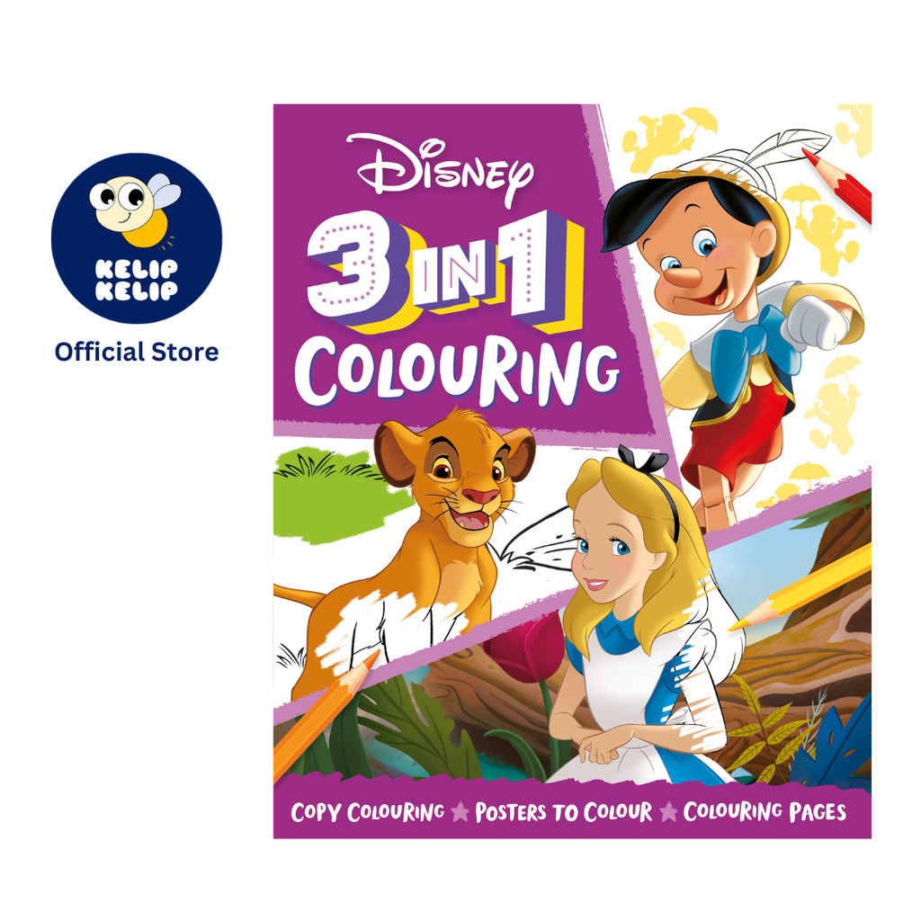 Disney 3 in 1 Colouring Book With Guide & Posters for Kids To Color ...