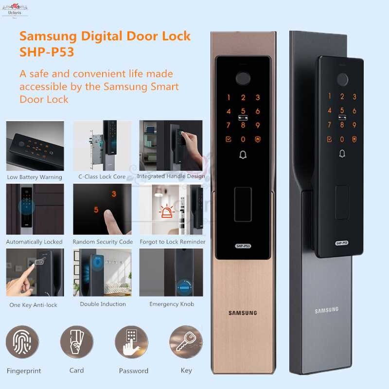 Smart Samsung Digital Door Lock Shp-P53 Biometric Fingerprint Doorlock Security Intelligent Home ...