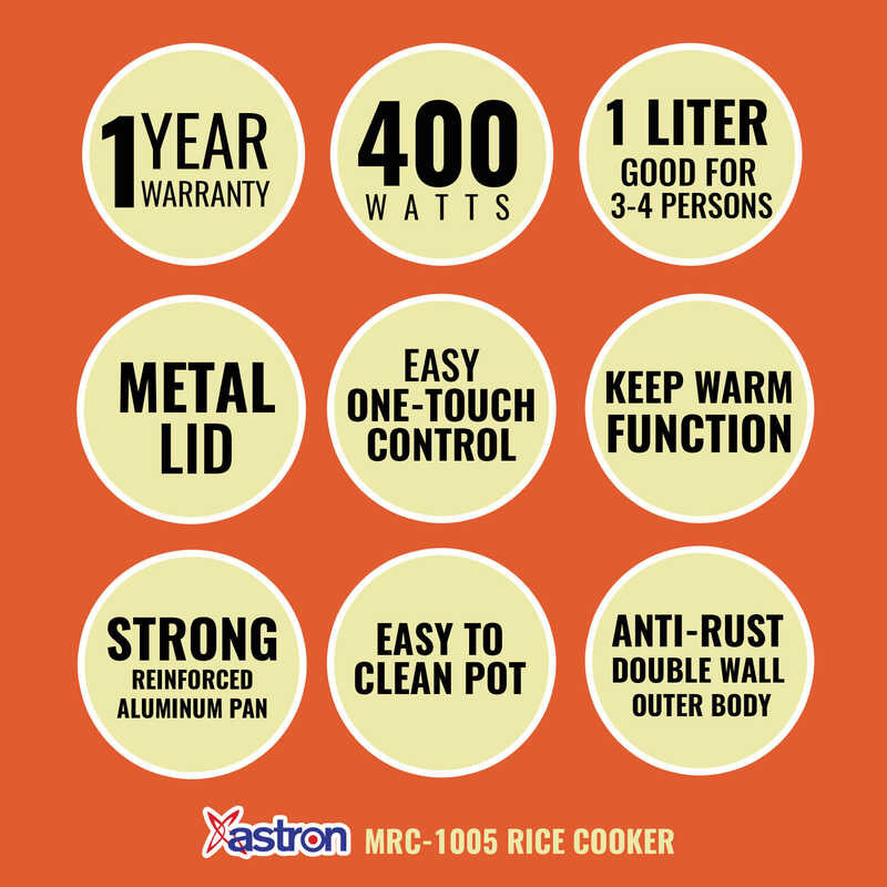 MRC-1005 ☥ Astron Rice Cooker (1L) | Shopee Philippines