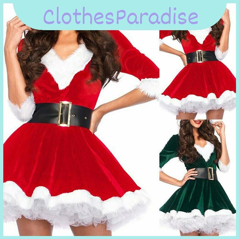 Girls Santa Women's Claus Christmas Costume Cosplay Lady Xmas Fancy ...