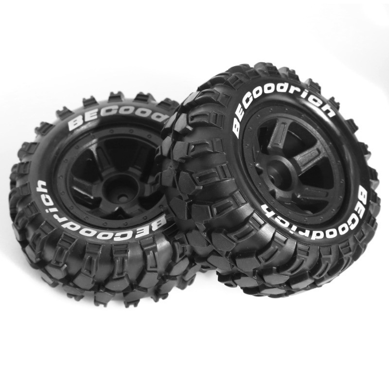 4pcs 90mm 1.9" Plastic Wheel Rim Rubber Tire Set for 1/10 RC Crawler ...