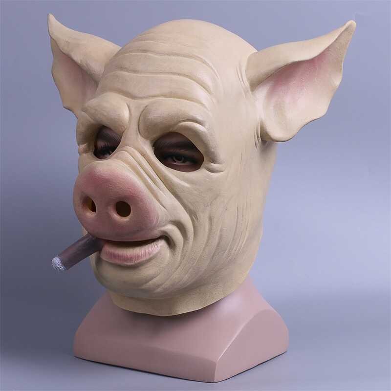 Game 4 H1Z1: Hari ng Kilg Cigar Pig Cosplay Head Mask Buong Latex Adult ...