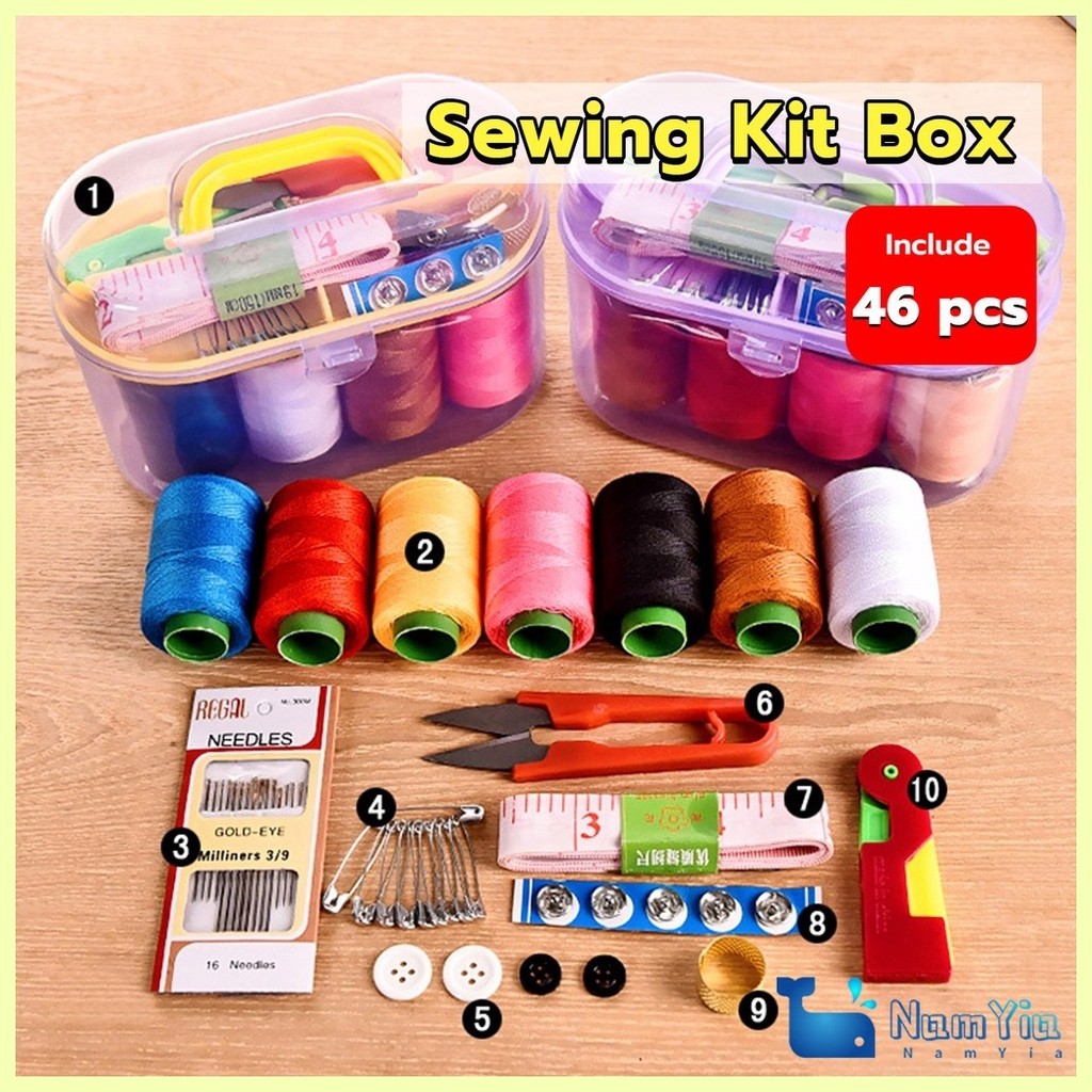 NamYia Sewing Kit Box Set Portable Sewing Kit 10 in 1 Household Sewing ...