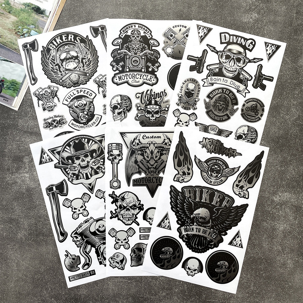 Retro Vintage Skull Motorcycle Car Helmet Trunk Top Box Sticker for ...