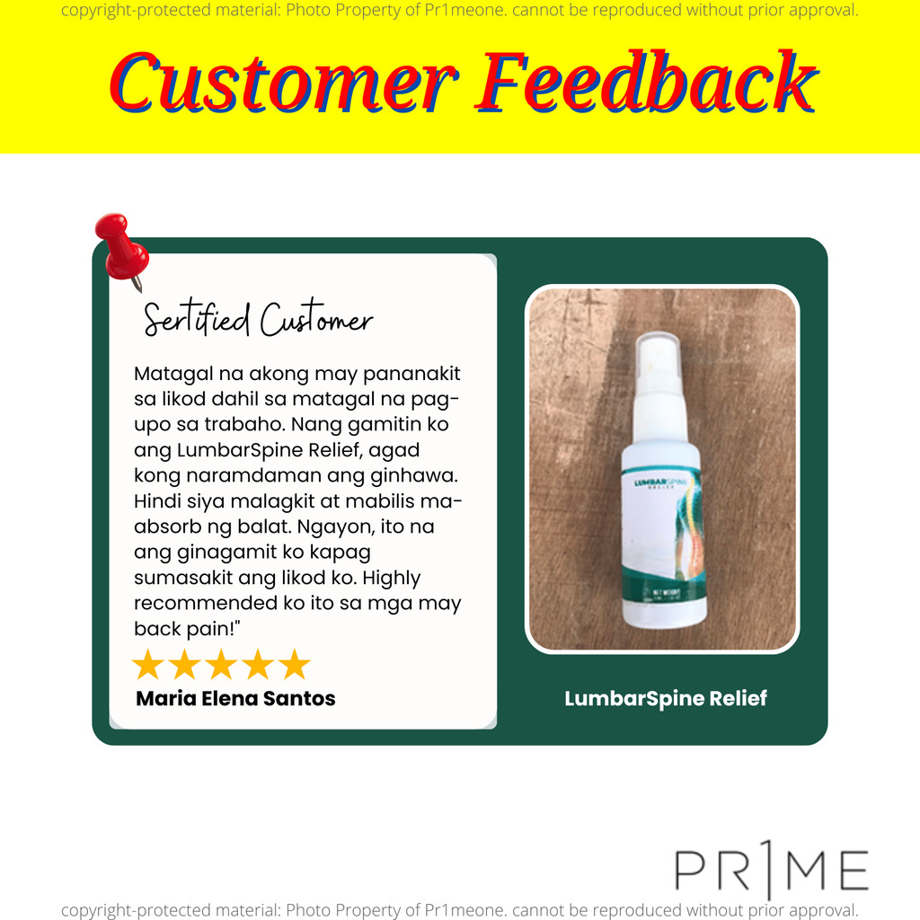 Lumbar Spine Relief Spray Original for Instant Pain Relief l Relieves ...