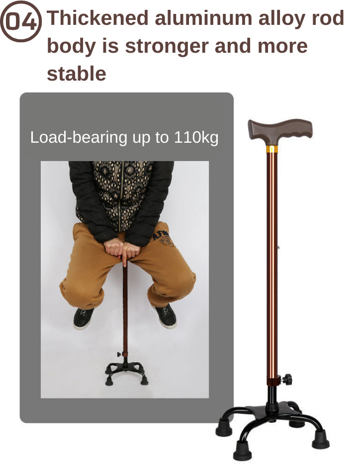 Quad Cane Adult Aluminum Alloy Tungkod Lightweight Walking Stick 4 Leg ...