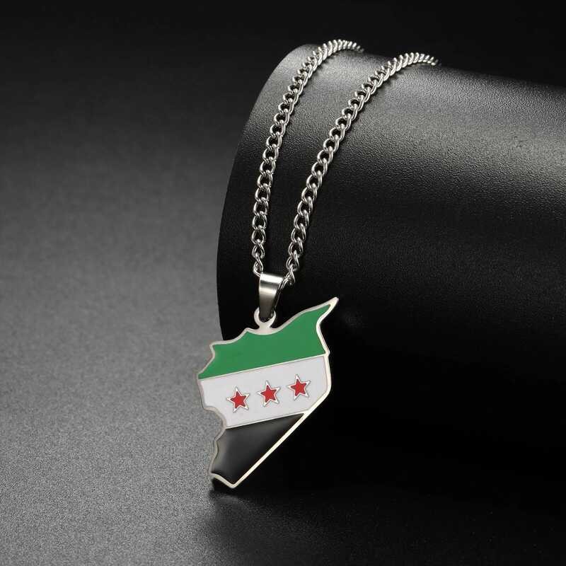 Cazador 2 ★ Free Syria Flag Map Pendant Necklace Stainless Steelgold ...