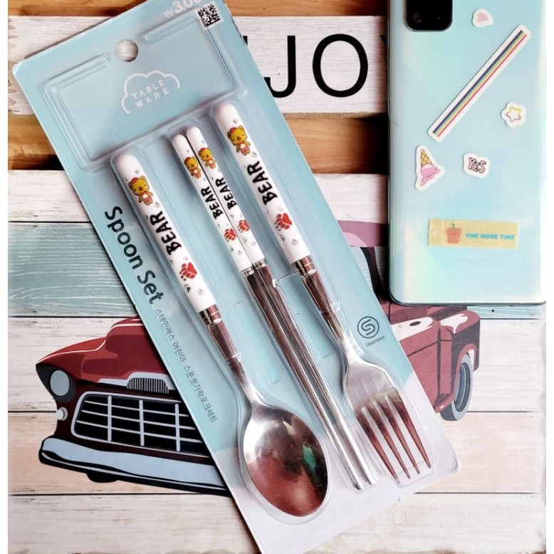 [ONHAND] Korean Melamine Wear, Chopstick with Spoon and Fork Stainless ...