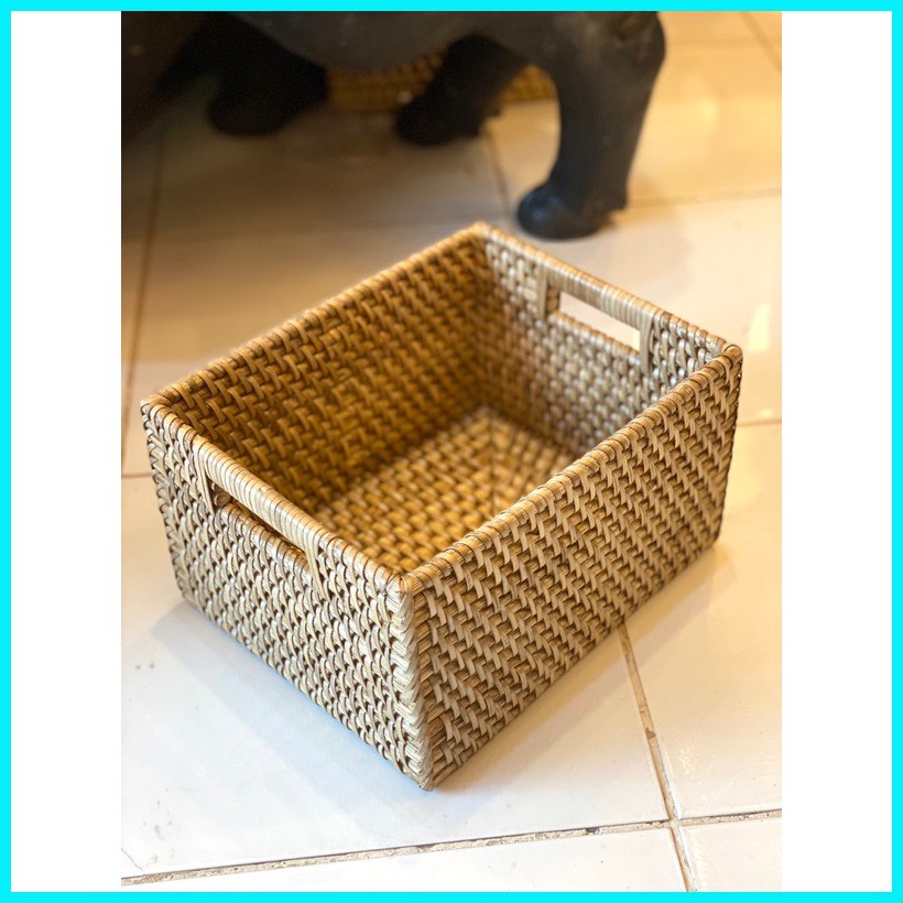 Handwoven rattan | labtang rectangular storage boxes with handle ...
