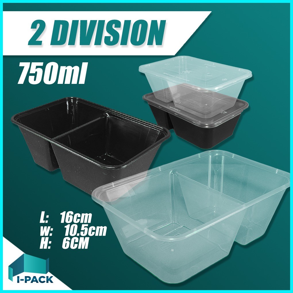 [ 50 pcs ] Microwavable Bento Box CLEAR/BLACK, 2D, 3D, 4D, 5D With Lid ...