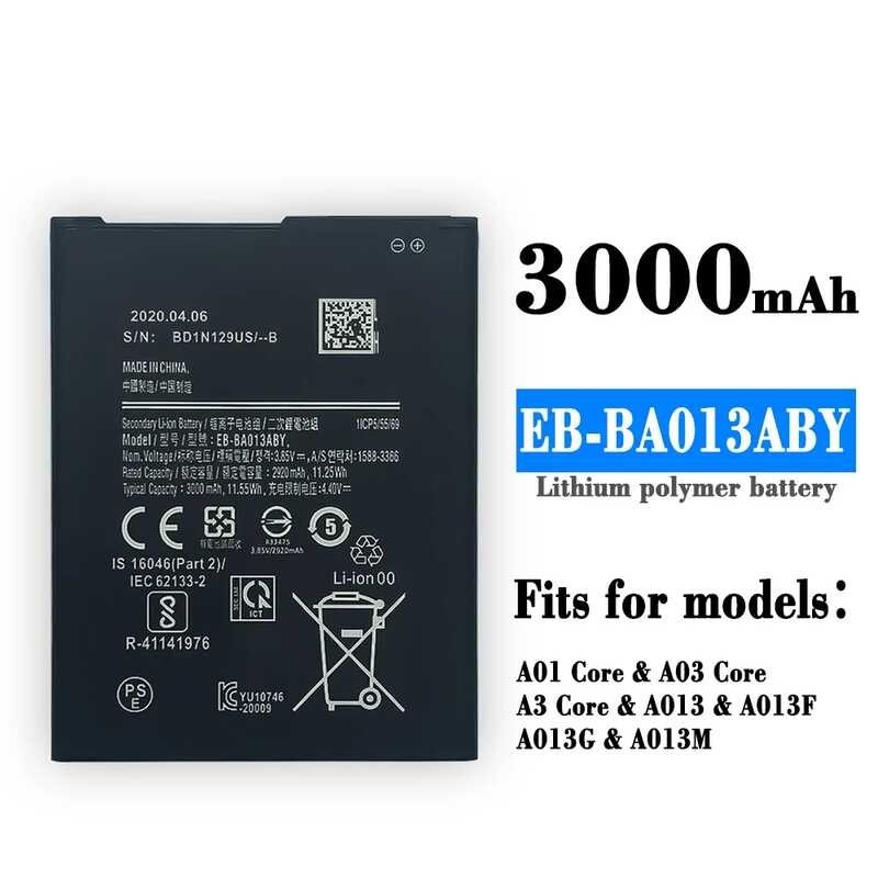 Replacement Battery Eb-Ba013aby For Samsung Galaxy A01 A3 Core A03 A013 ...