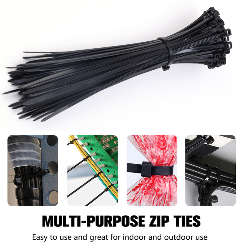 100Pcs Plastic Nylon Cable Ties Self-locking Cord Ties Straps / Desktop ...