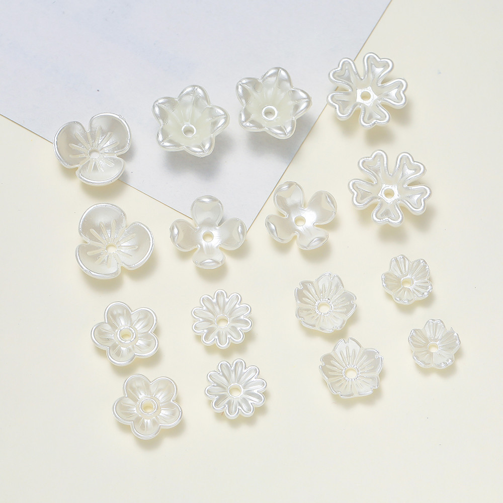 St. kunkka.50/100Pcs ABS imitation pearl flower tray Acrylic Spacer ...