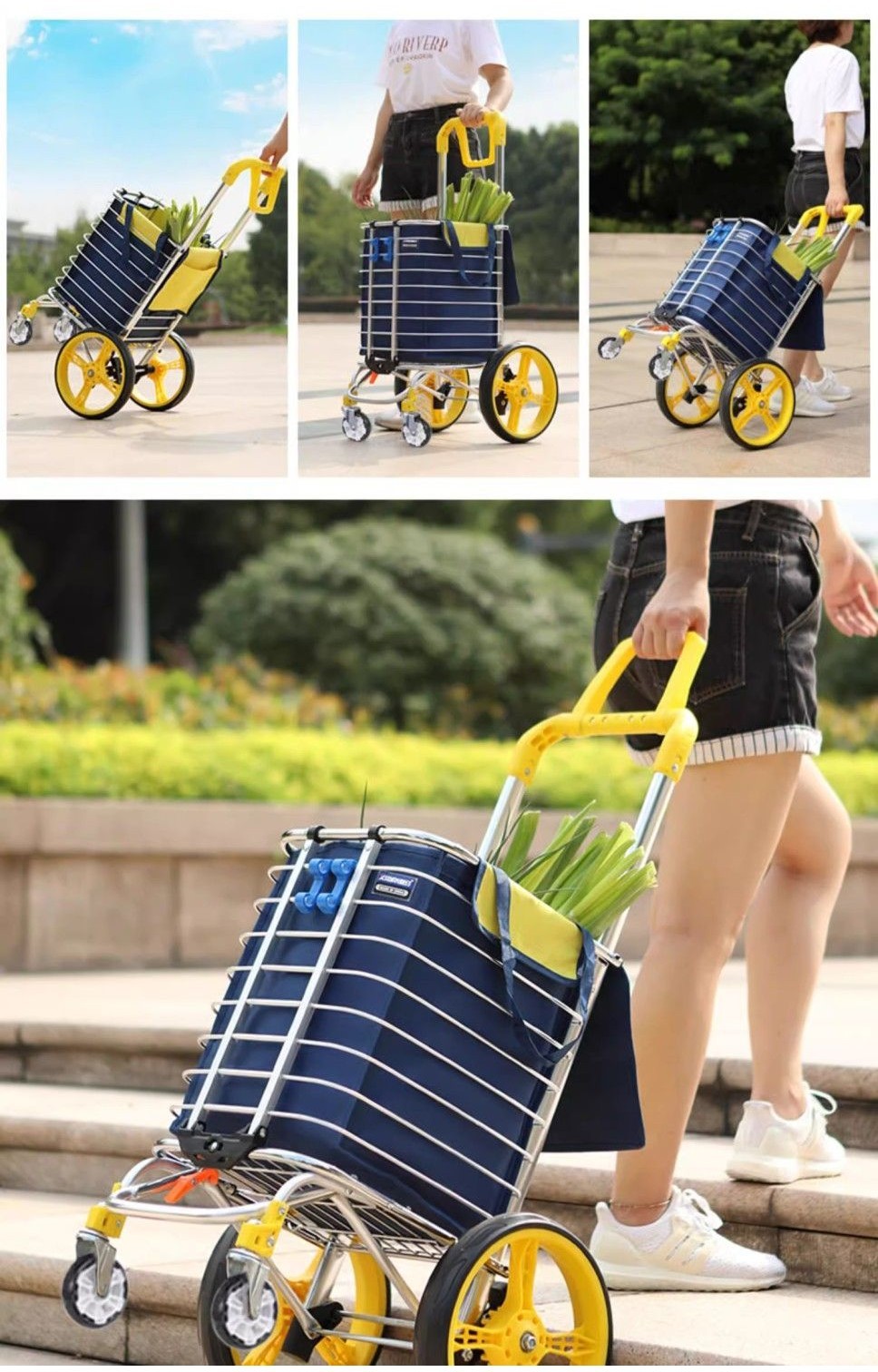 Shopping cart, small cart, hand-pulled cart, climbing stairs, folding ...