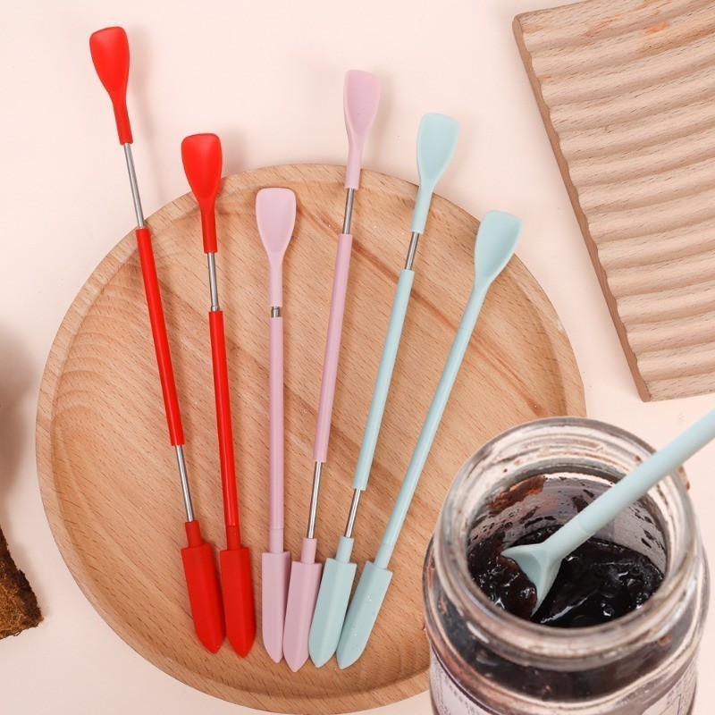 Double Head Mini Silicone Spatula - Retractable Extended Scraper For ...