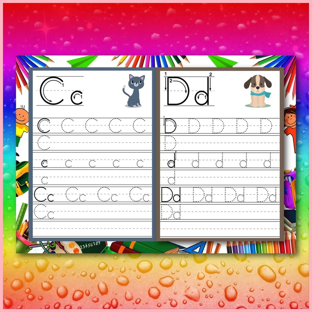 Educational chart tracing alphabet laminated a4 size with free marker ...