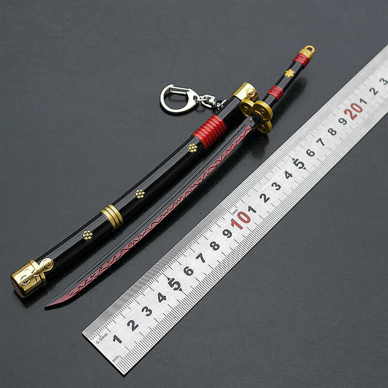 1 22Cm ONE PIECE Pop-Up Sword Keychain Metal Model Zoro Figure Katana ...