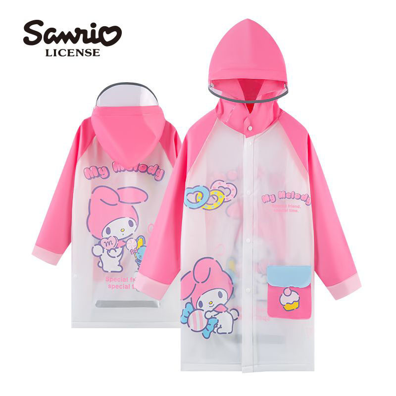 3A Kawaii Genuine Kuromi Sanrio Children's Raincoat Girls Poncho Large Brim Student Kindergarten ...