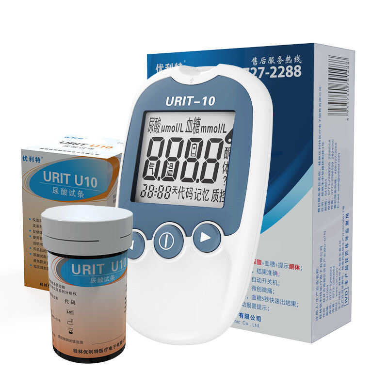 2-In-1 Urit -10 Blood Glucose Analyser Home Tester U10 Uric Acid 30/50 ...