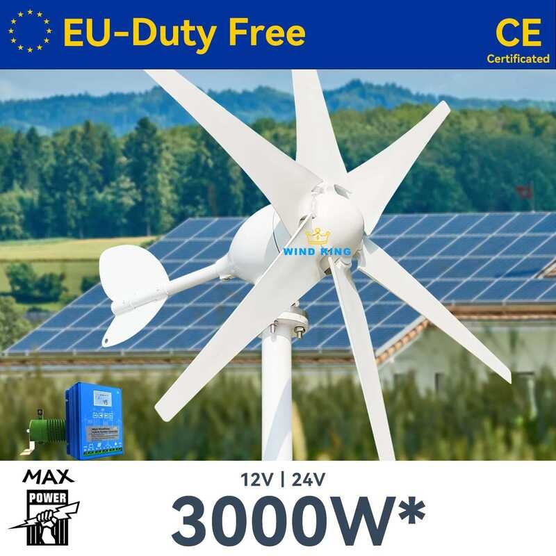 X EU Duty Wind Turbine 3000W Horizontal 12V 24V 48V Powerful Free ...