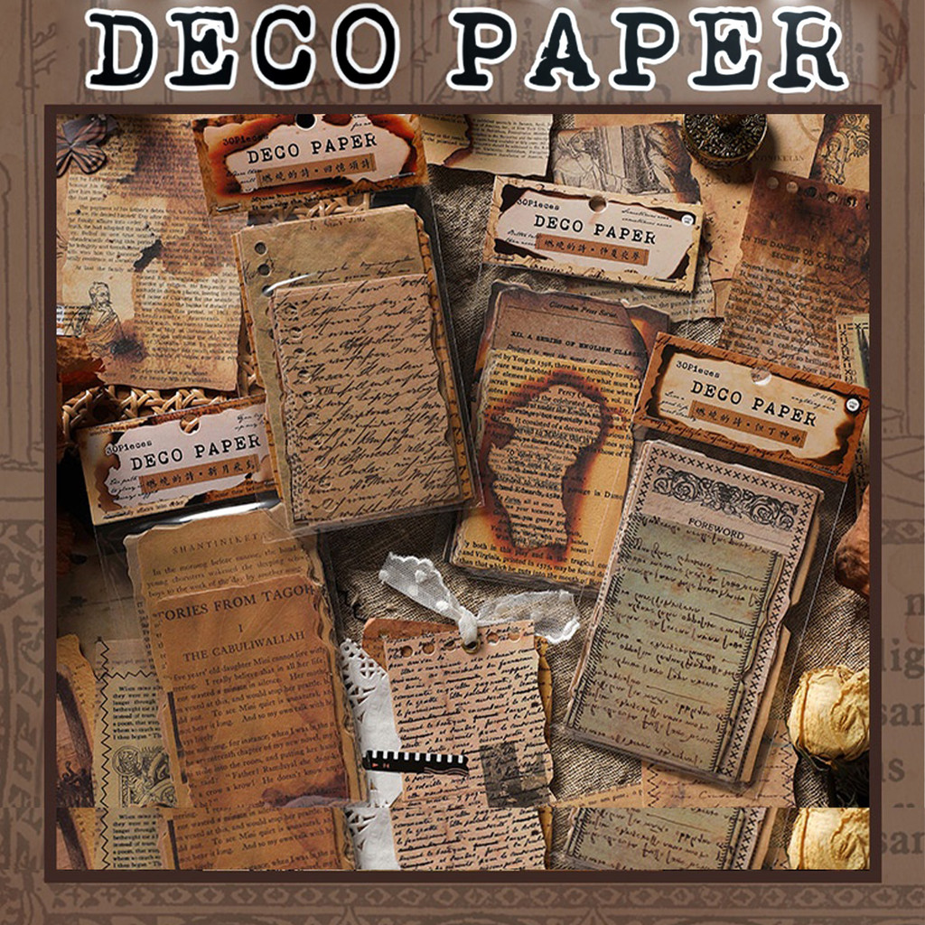 30Pcs Vintage Burned Paper Design Scrapbook Journal Materials Set ...