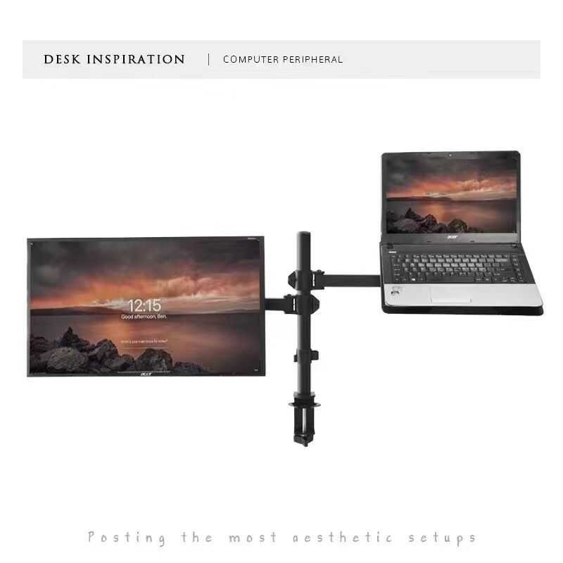 DUAL MONITOR MOUNT BRACKET WITH LAPTOP STAND STRAY AND ADJUSTABLE ARM ...