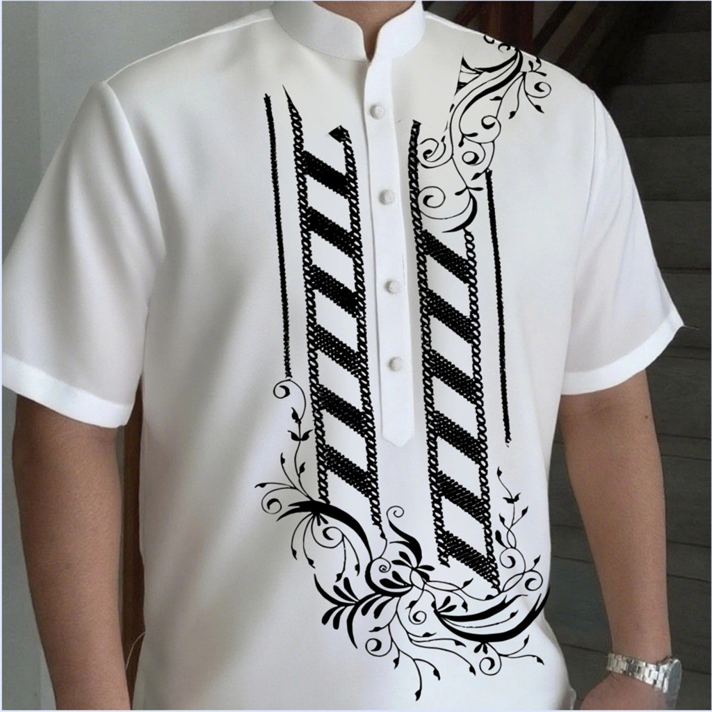 2025 new Half Open Polo Barong Short Sleeves Traditional Filipino Men's ...