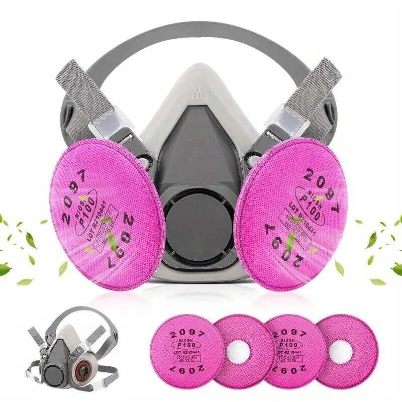 Half Face Respirator Mask With Adjustable Straps, 6200 Silicone ...