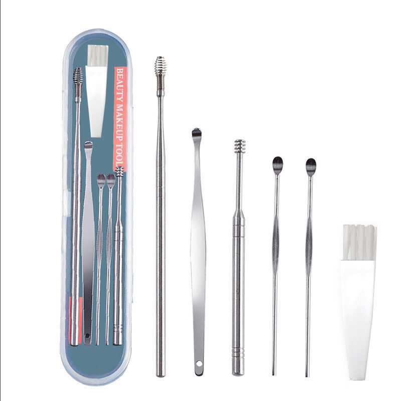 Spiral Ear Cleaning Spoon Set With 6 Stainless Steel Picks | Shopee ...