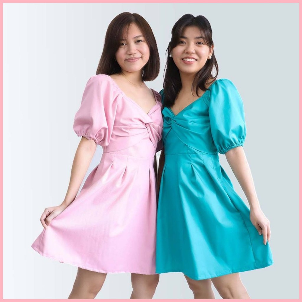 Hey Riley Lola Dress (Pink, Jade Green and Navy Polkadot) | Shopee ...